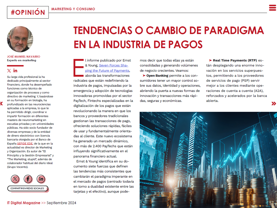 Tendencias o cambio de paradigma en la industria de pagos.